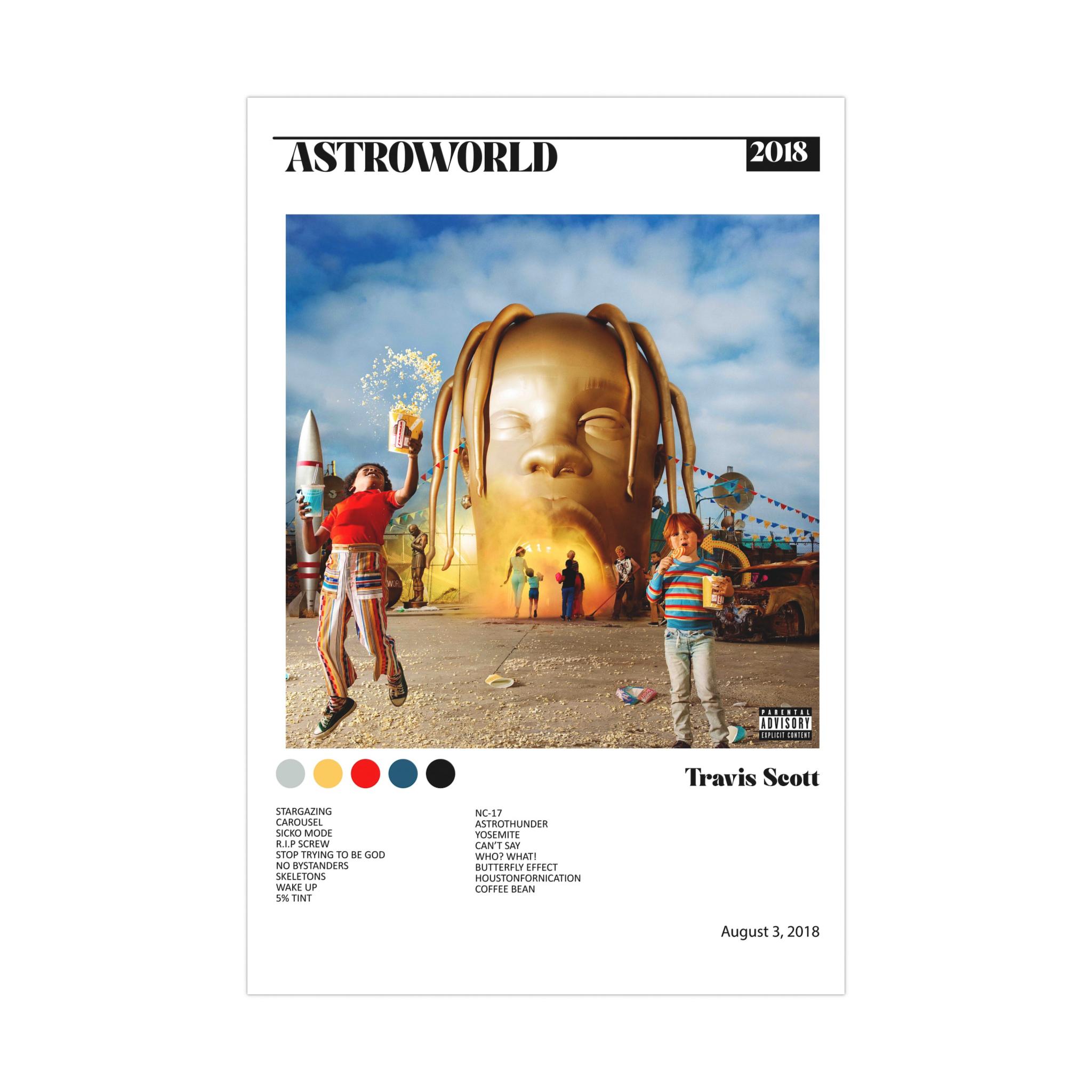Astroworld TRAVIS Scott Poster Wall Art Print, Hip Hop Decor, Album ...