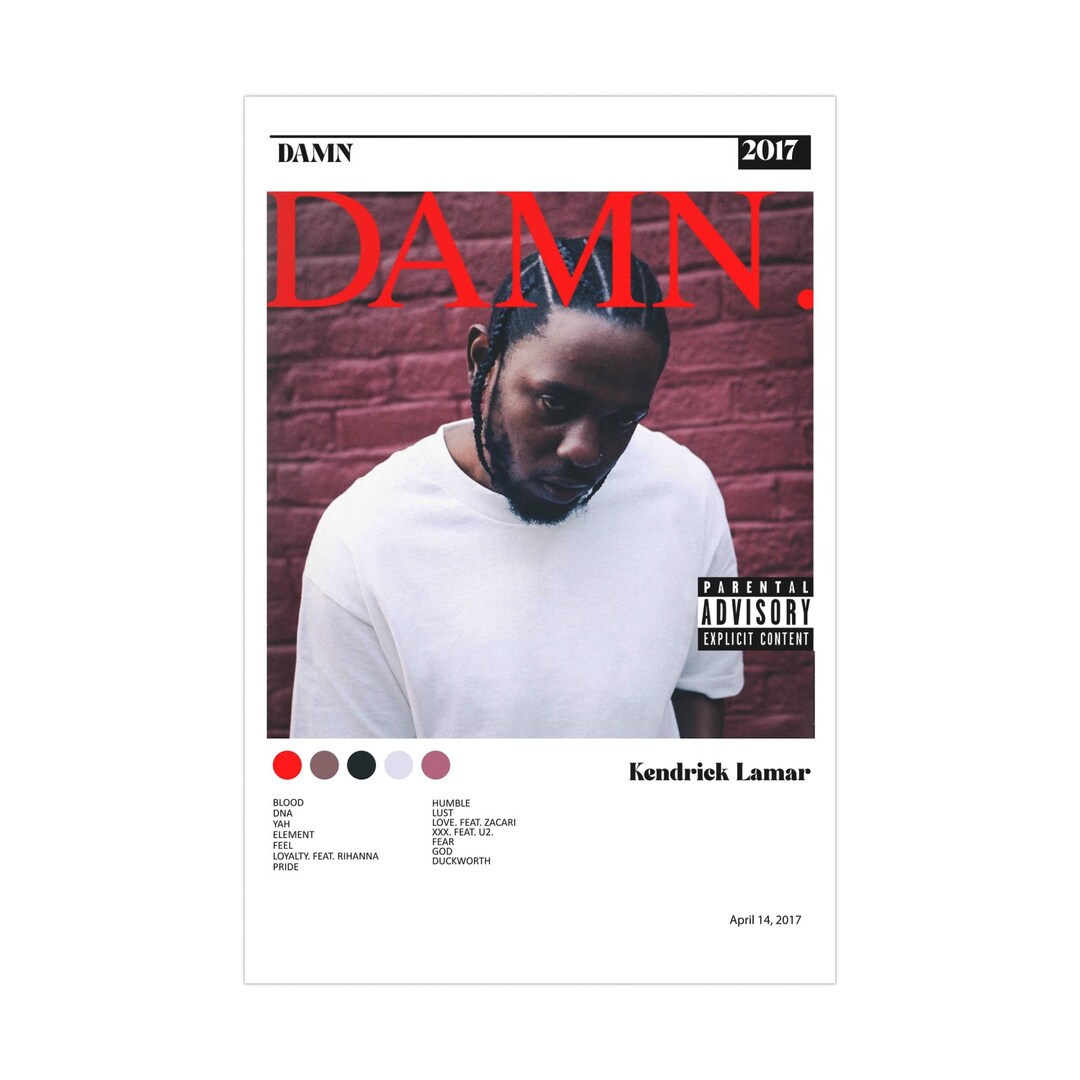 DAMN Kendrick Lamar Poster Wall Art Print, Hip Hop Decor, Album Cover ...