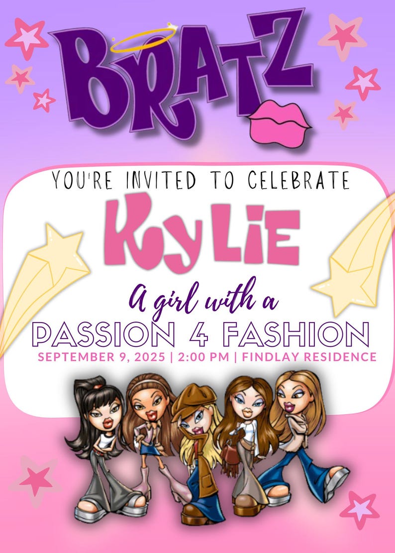 Custom Bratz Doll Birthday Invitation Printable or Digital Party Invite ...