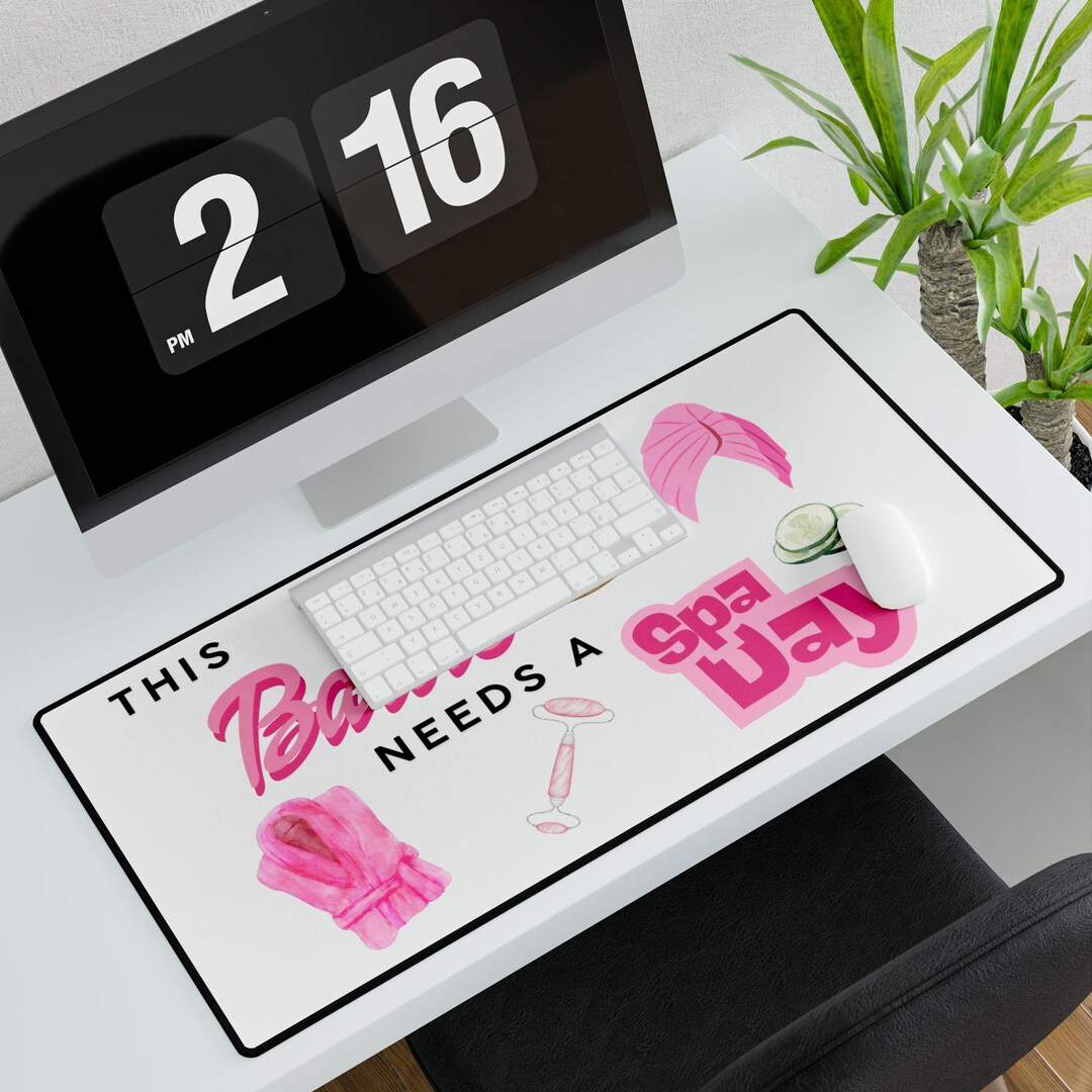 Barbie Spa Day Desk Mat, Fun Office Decor, Pink Desk Accessories, Cute ...