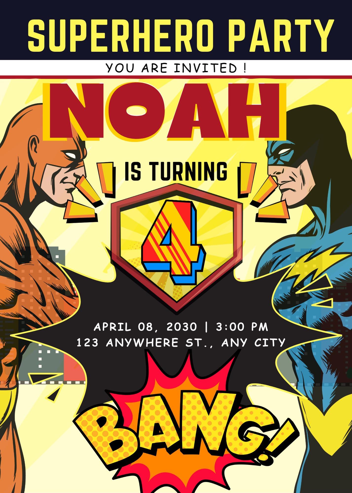 Superhero Birthday Party Invitation: Comic Book Theme (editable Canva ...
