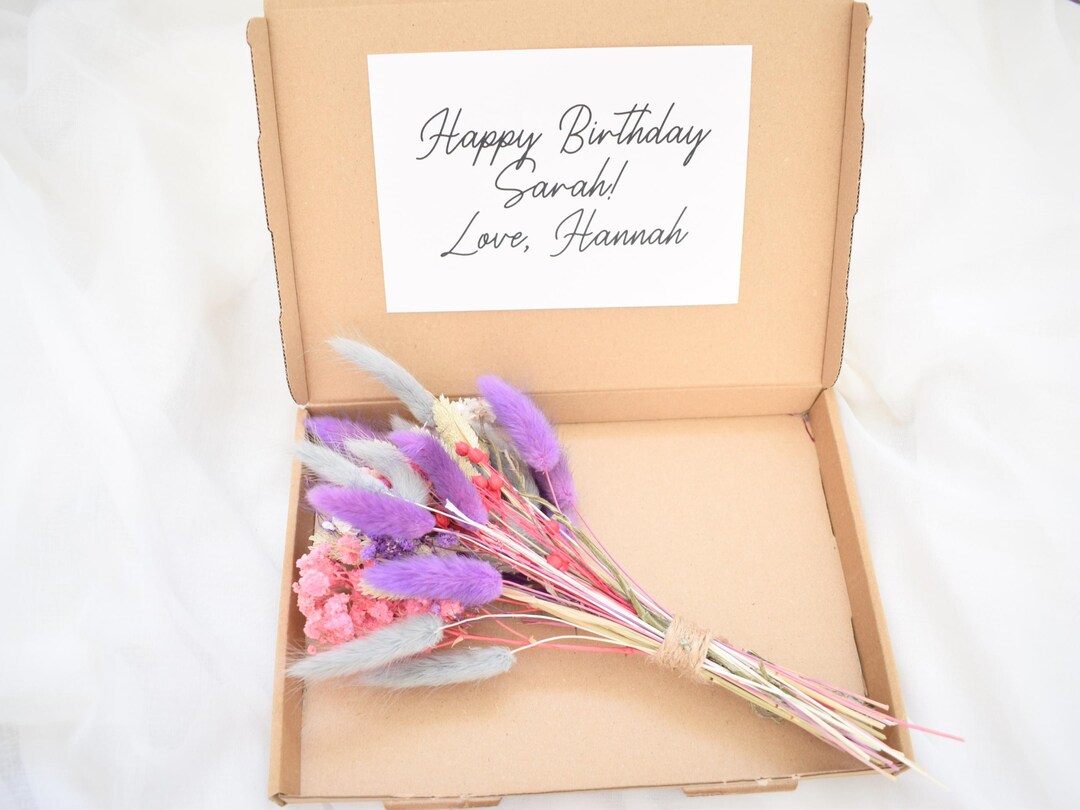 Birthday Letterbox Dried Flowers, Colourful Dried Flower, Birthday Gift ...
