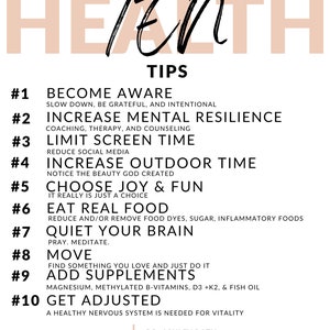 Top Ten Health Tips - CUSTOMIZE! Printable Poster or Handout. - Etsy