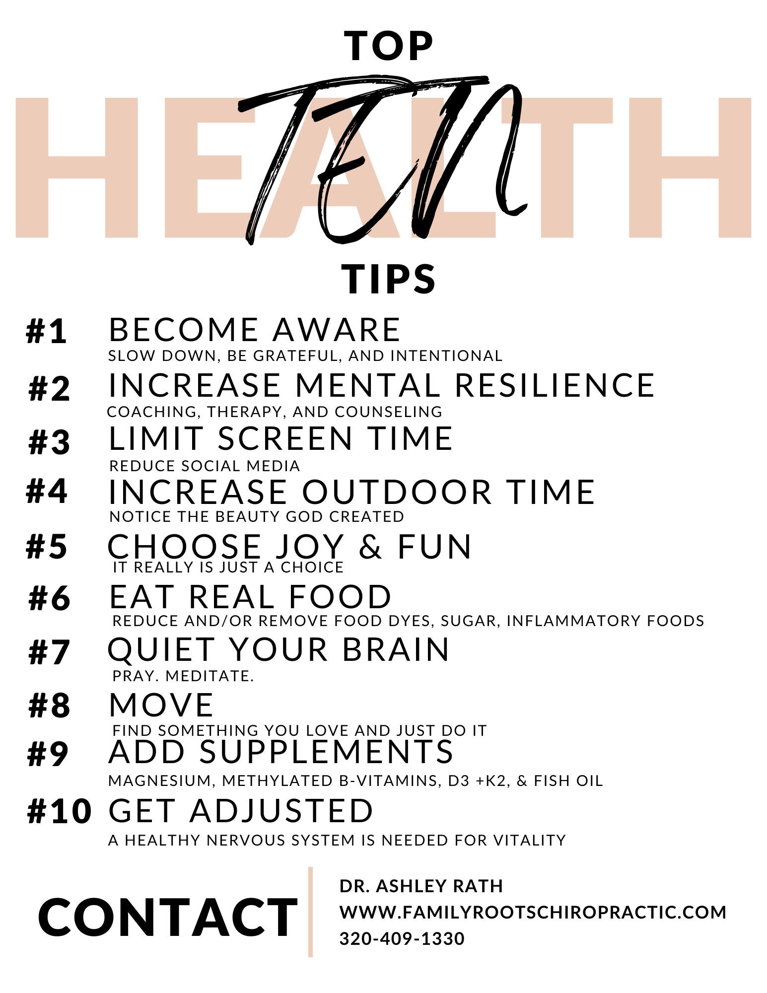 Top Ten Health Tips - CUSTOMIZE! Printable Poster or Handout. - Etsy