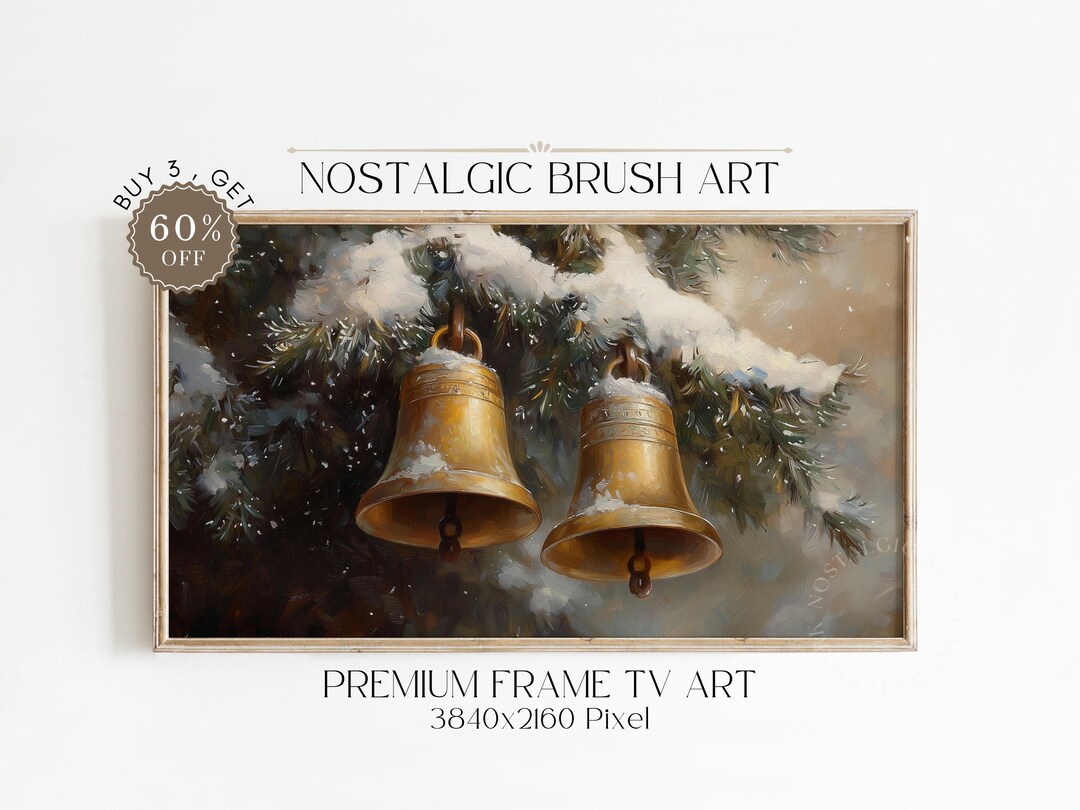 Jingle Bells Winter Holiday Frame Tv Art, Scandinavian Art, Winter Wall ...