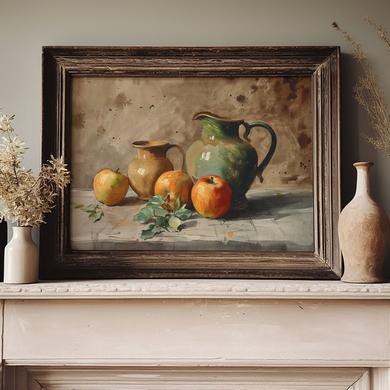 Vintage Kitchen Fruit Art Cottage Core Art, Still Life Painting ...