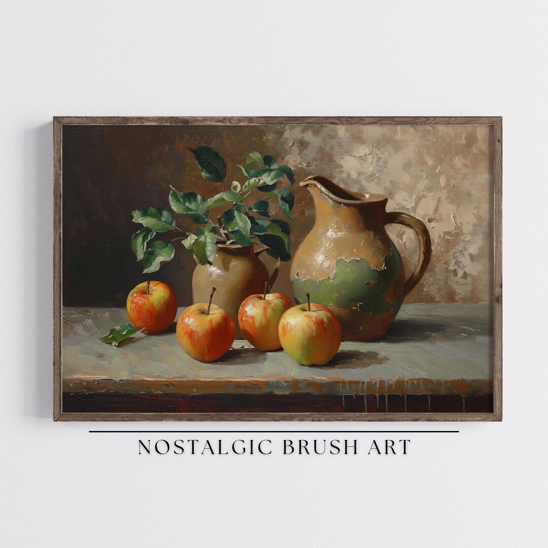 Vintage Country Kitchen Print Apples Print, Oil Painting Apple, Kitchen ...