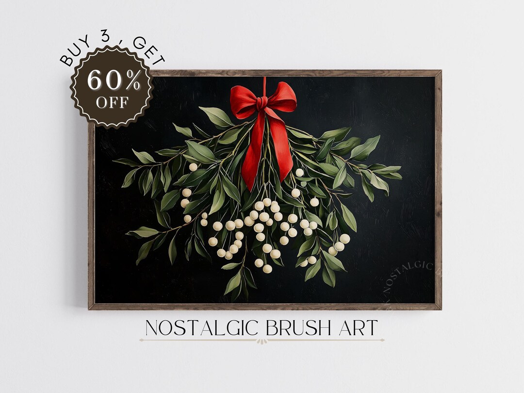 Christmas Mistletoe Winter Farmhouse Printable Art, Country Christmas ...