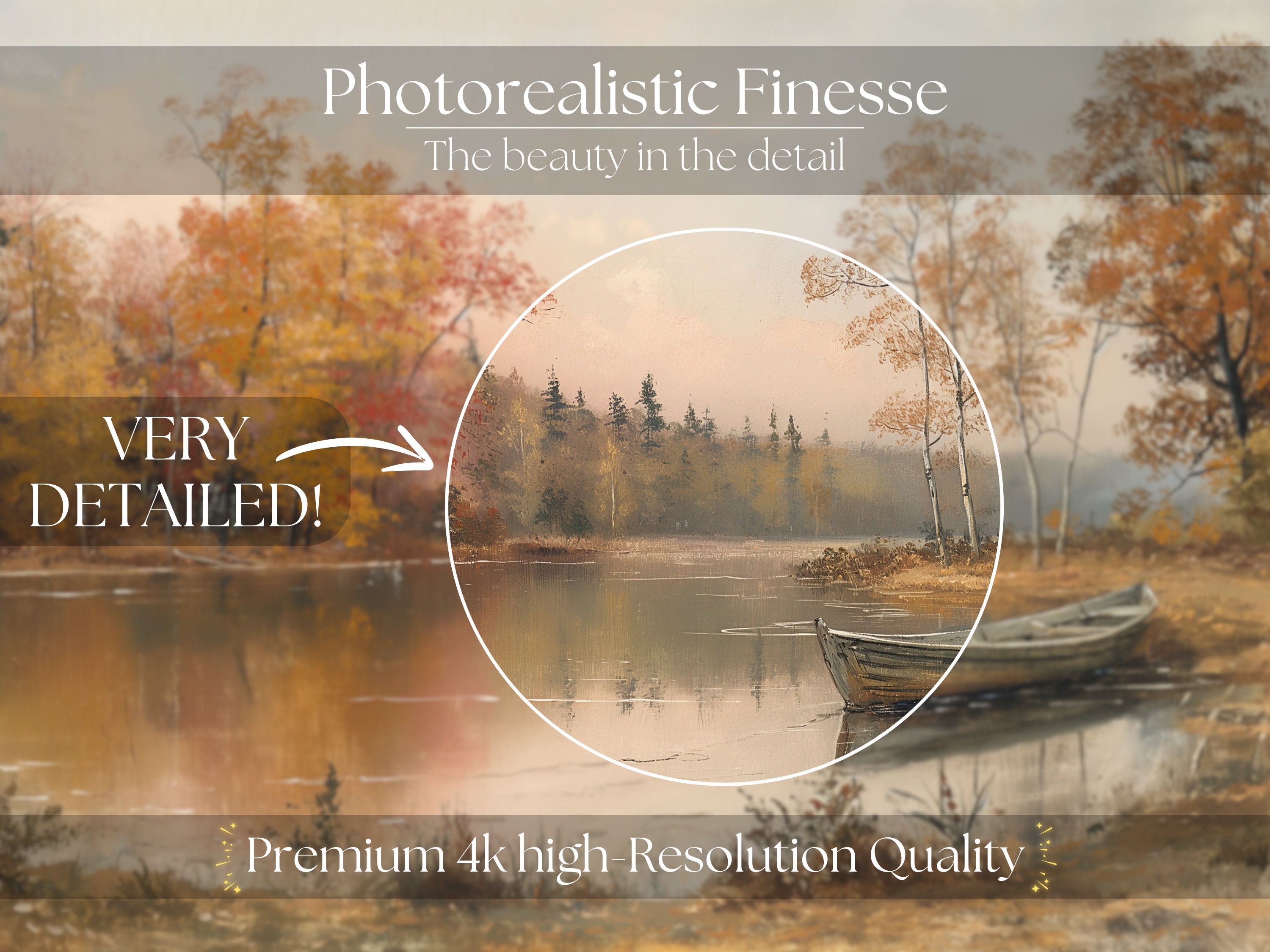 Muted Autumn Pond Landscape Printable Wall Art Birch Tree Painting ...