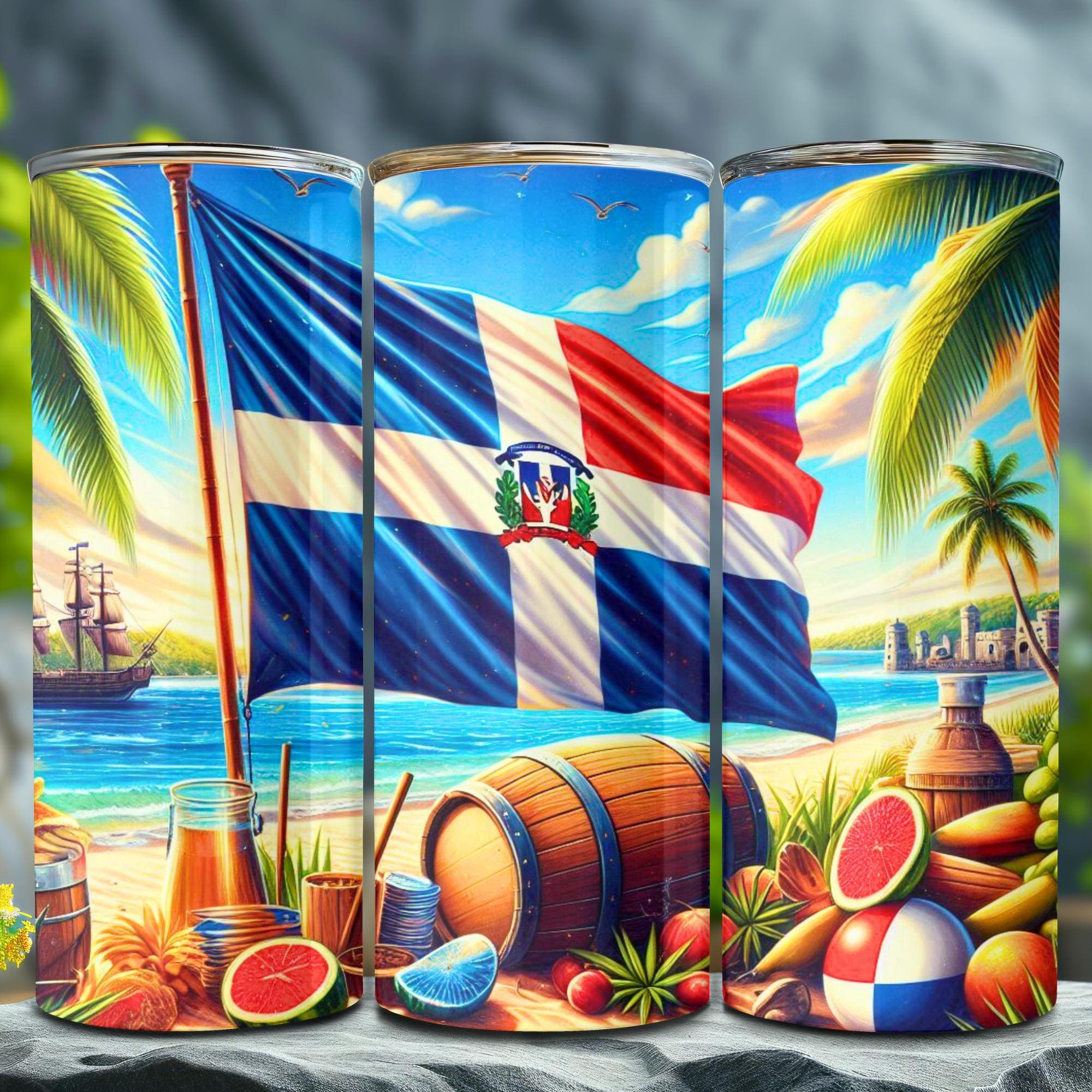 Dominican Republic Tumbler Wrap, 20oz Skinny Sublimation Design PNG ...