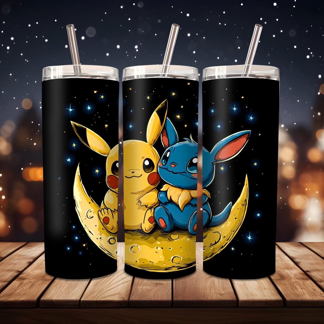 Pikachu and Stitch Tumbler Wrap | 20 Oz Digital Design | Cartoon ...