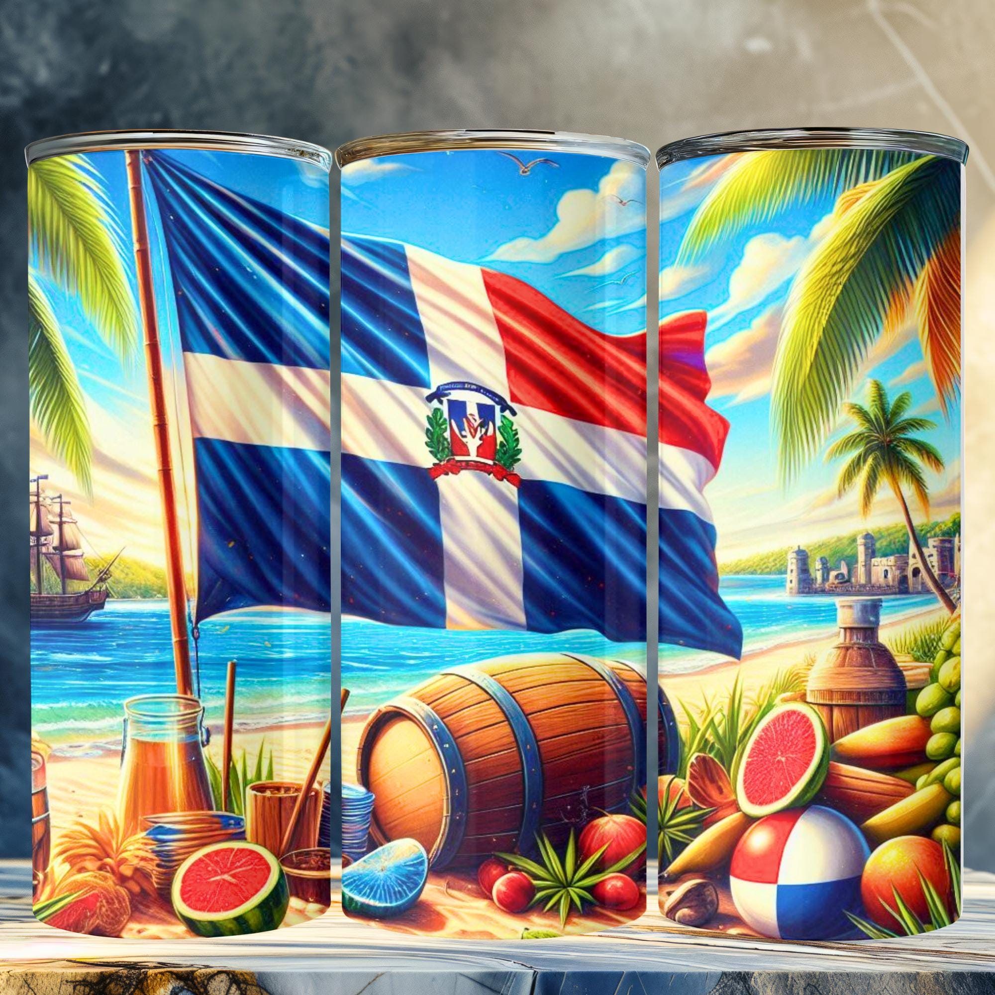 Dominican Republic Tumbler Wrap, 20oz Skinny Sublimation Design PNG ...