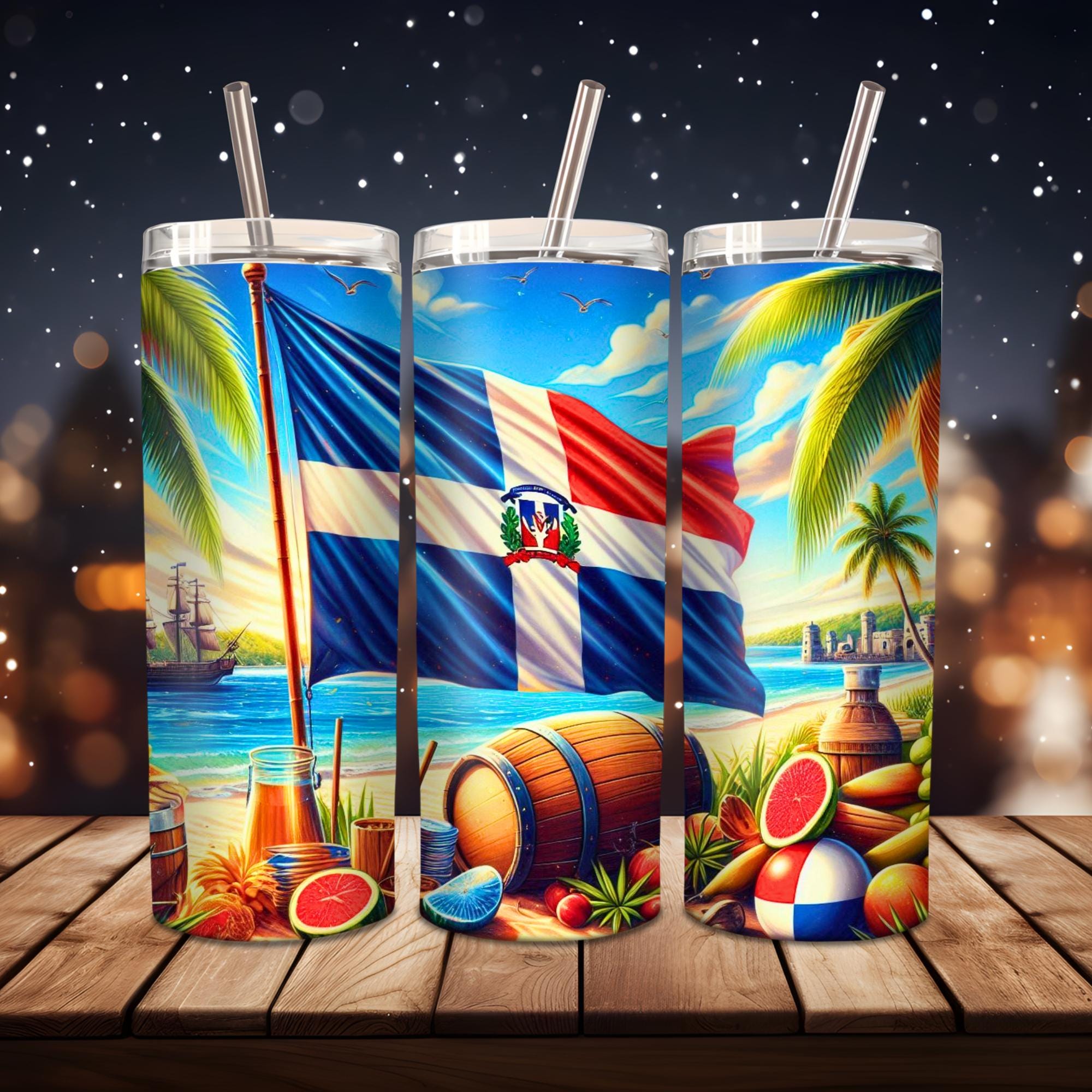 Dominican Republic Tumbler Wrap, 20oz Skinny Sublimation Design PNG ...