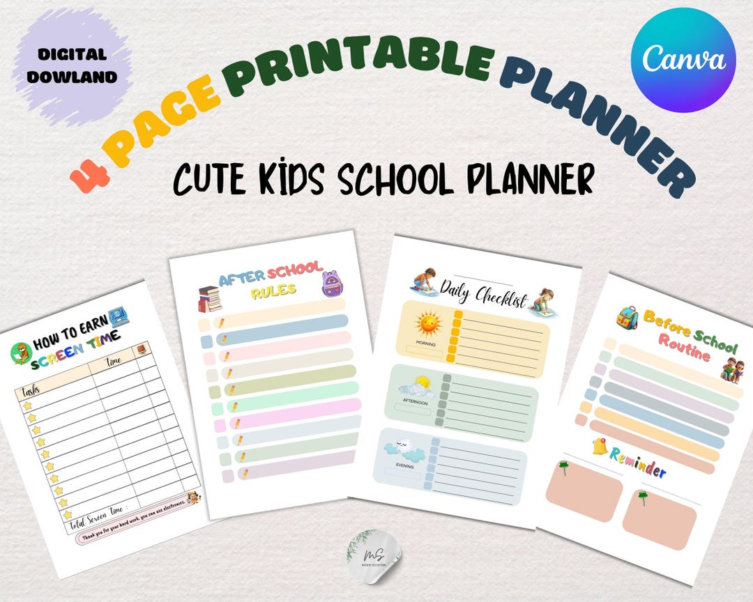 Editable Kids School Planner ,after Before School Checklist,printable ...