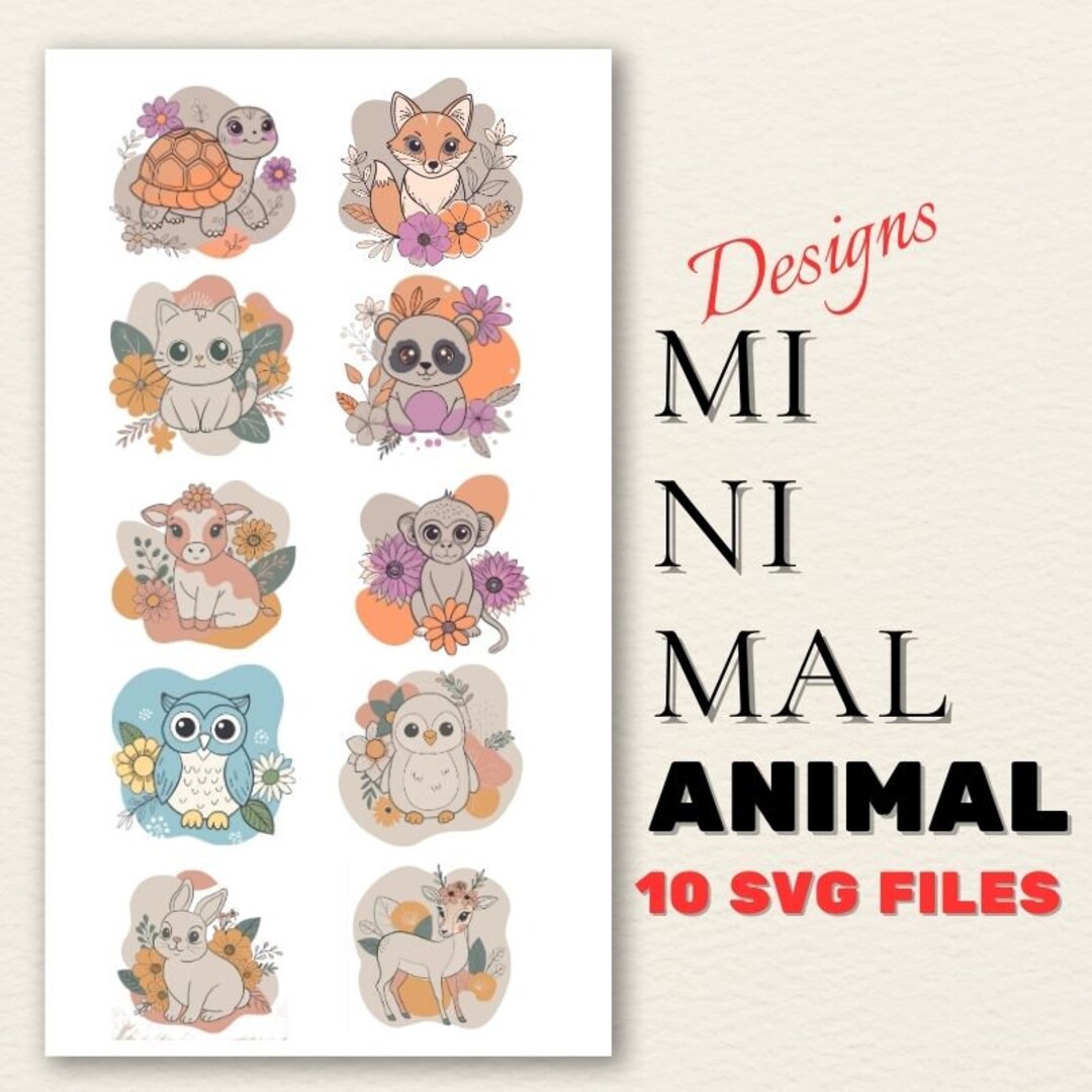 Minimal Animals, Animal Painting, Sticker, Digital Downloadable, SVG ...