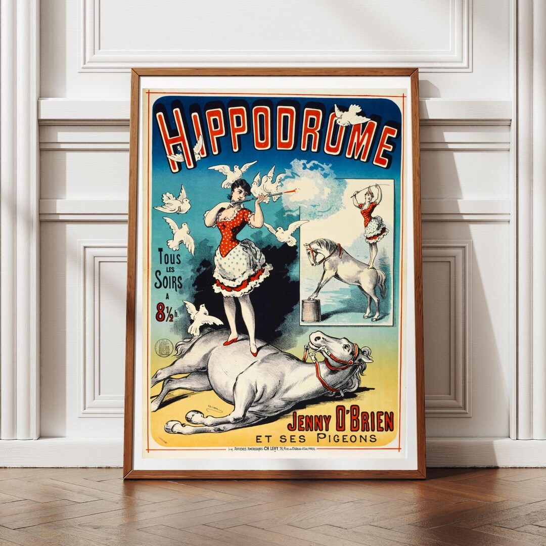 Vintage Poster for a French Circus Show in Paris Featuring a Hippodrome ...