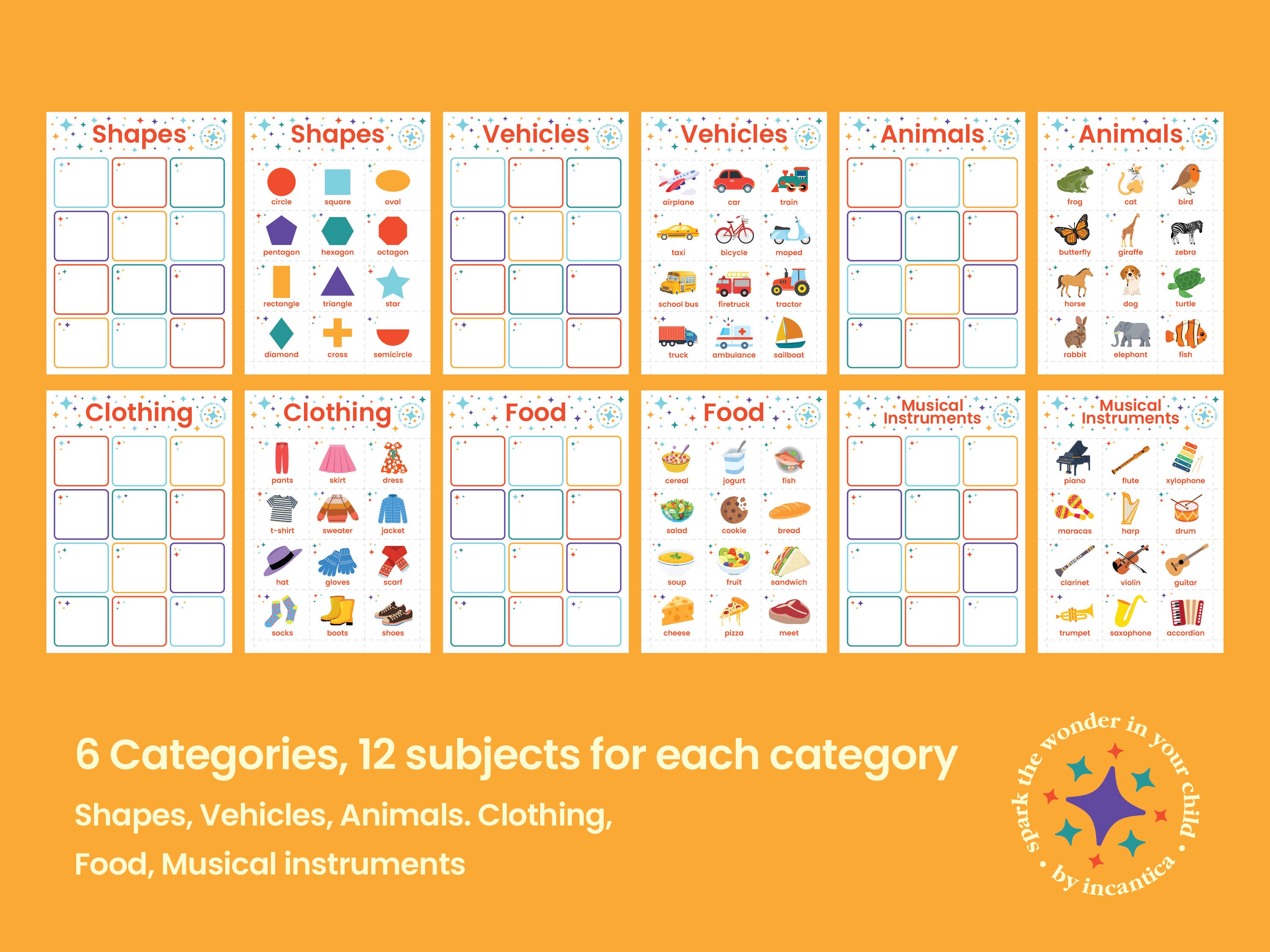 Printable Interactive Sorting Game. Six Categories: Shapes, Vehicles ...
