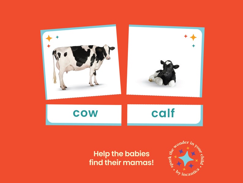 Farm Animal Matching Game: 10 Pairs Mother & Baby Animals, 10 Puzzles ...