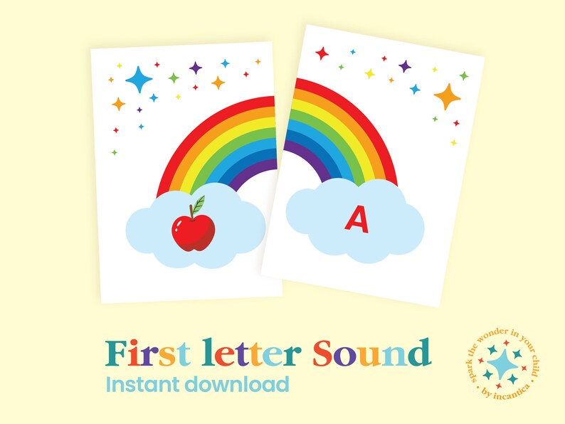 Rainbow Alphabet Matching Game Printable for Kids / Letter and Object ...
