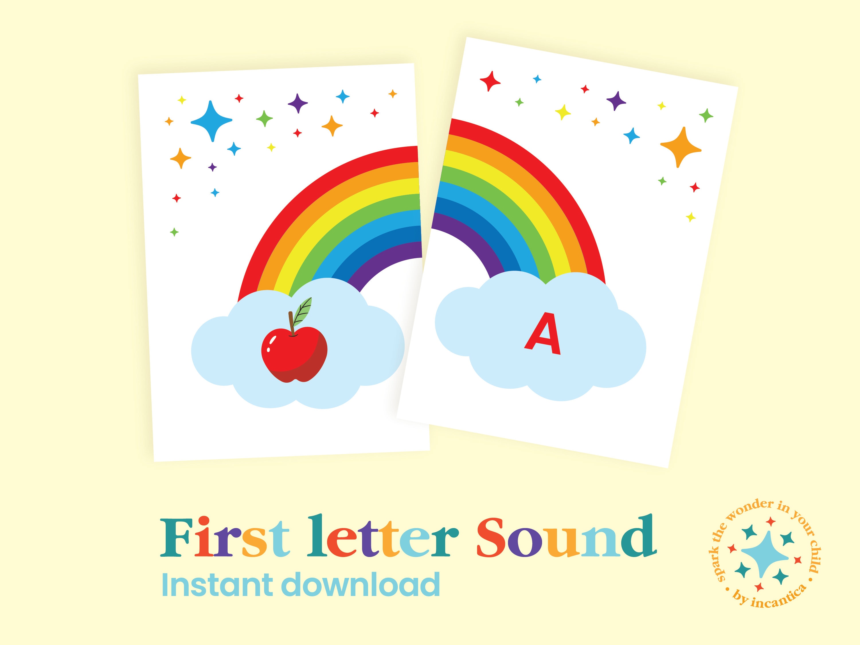 Rainbow Alphabet Matching Game Printable for Kids / Letter and Object ...