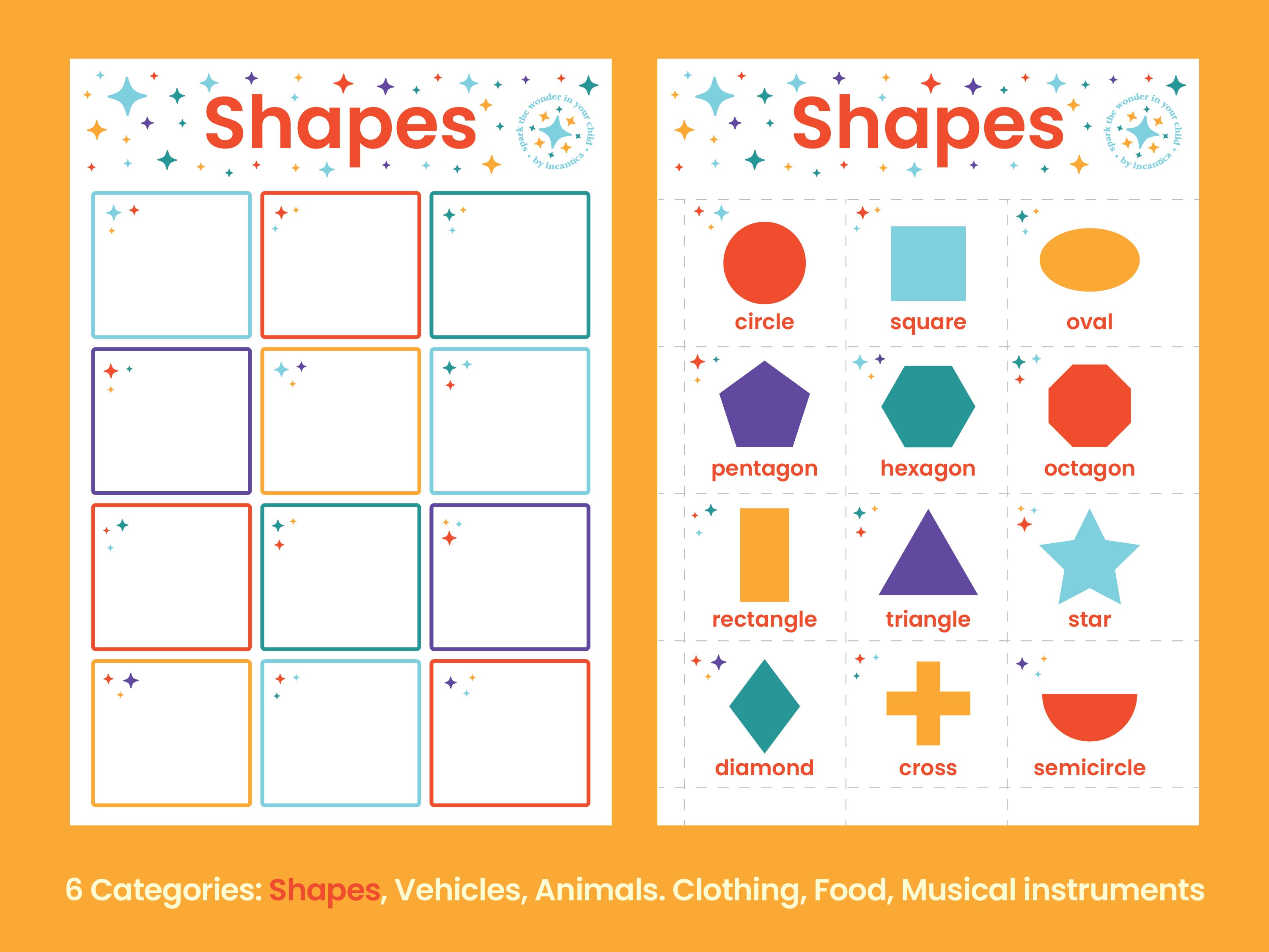 Printable Interactive Sorting Game. Six Categories: Shapes, Vehicles ...