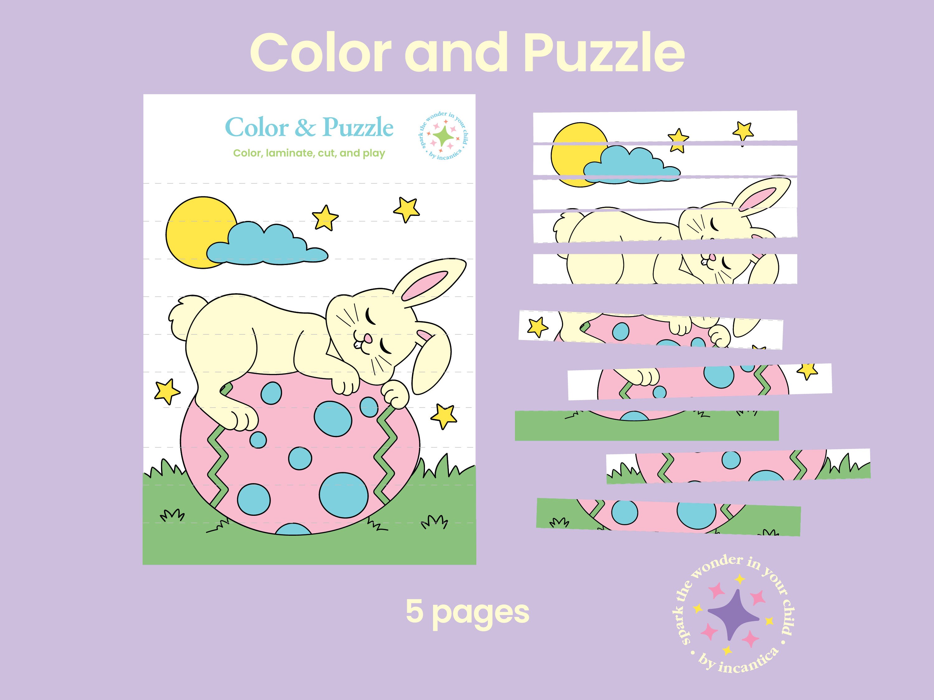 10 Easter Printable Coloring Pages Bundle: Color and Puzzle, Trace and ...