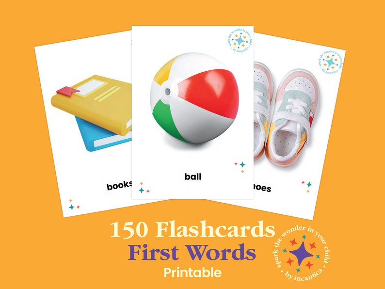 Printable First English Words Flash Cards Set: 150 Cards Early ...