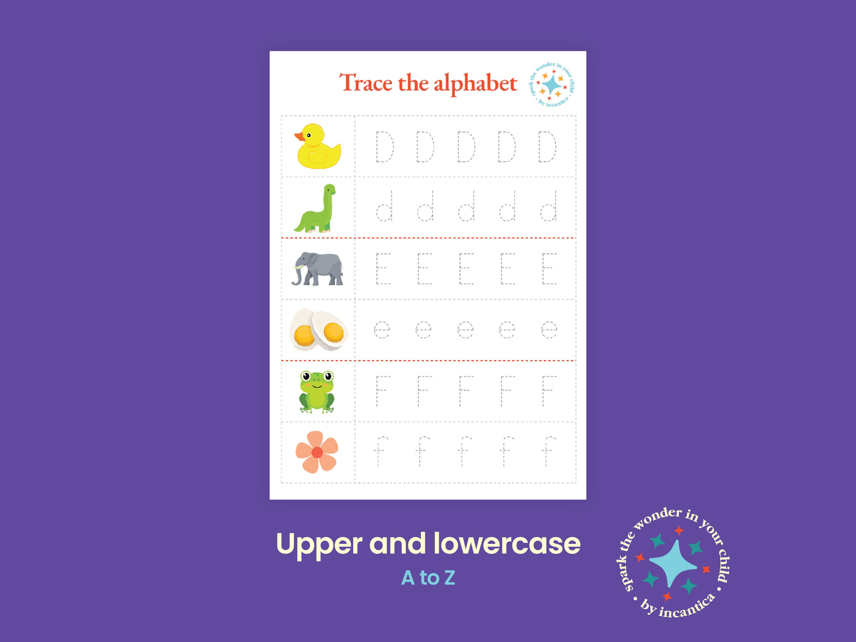 Alphabet Tracing and Image Match Printable: Lowercase and Uppercase ...