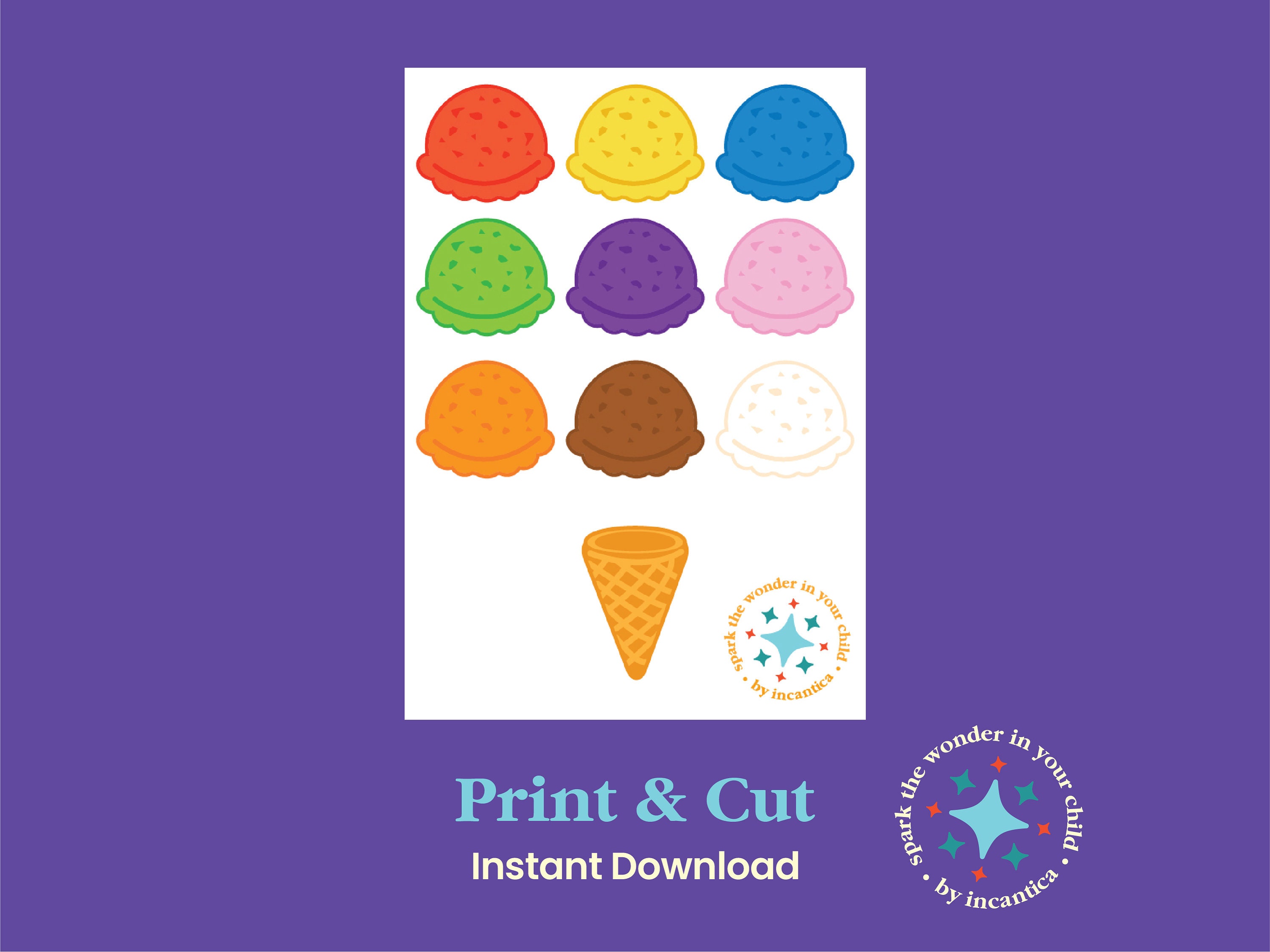 Printable Ice Cream Building Activity 6 Colorful Sequences for Endless ...
