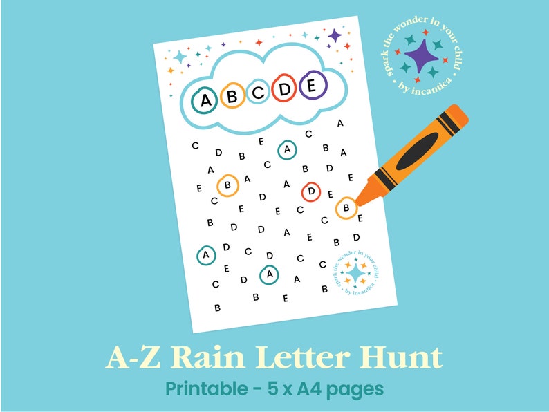 Rain Letter Hunt: Interactive Alphabet Matching Activity for ...