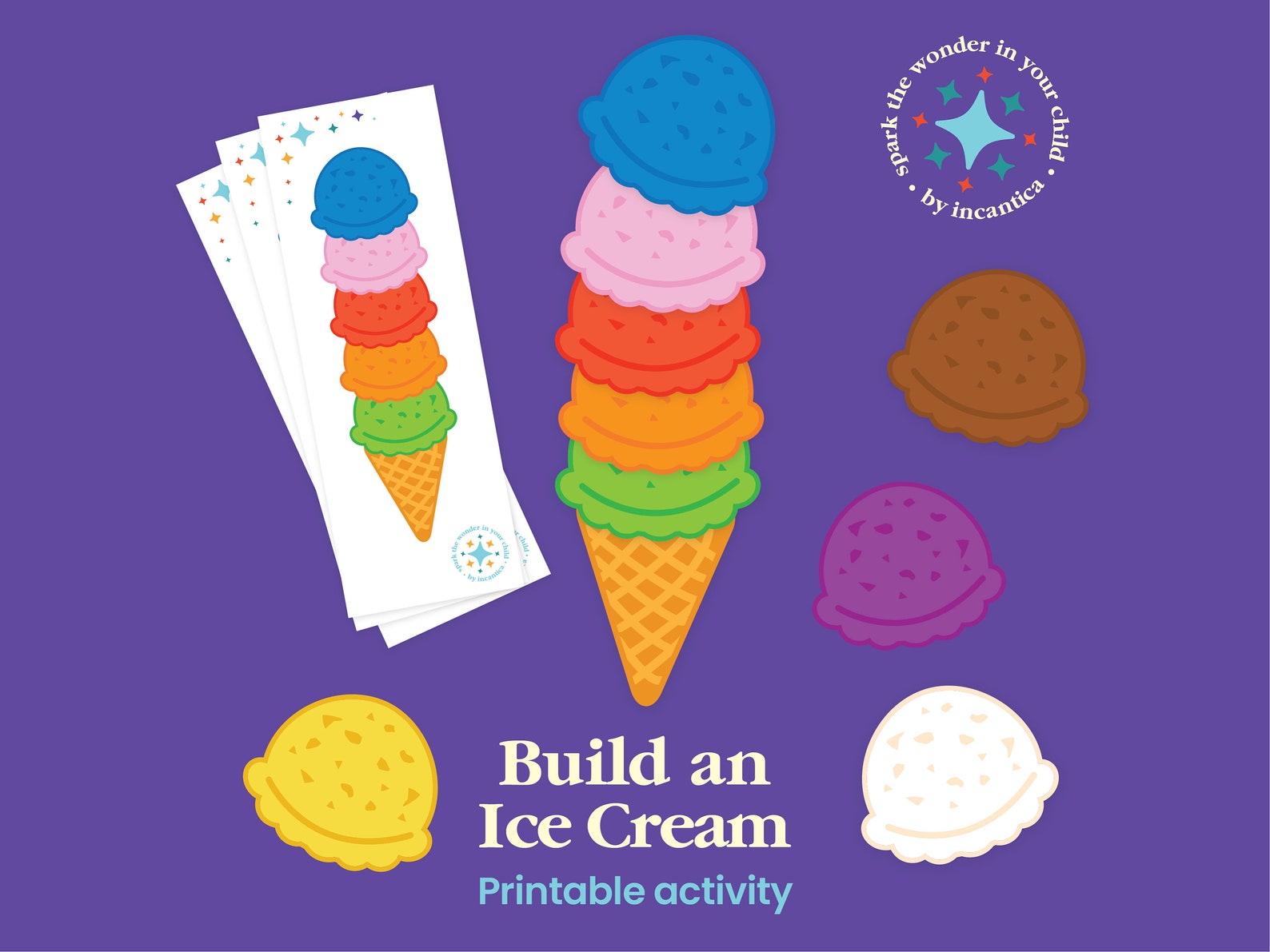 Printable Ice Cream Building Activity 6 Colorful Sequences for Endless ...