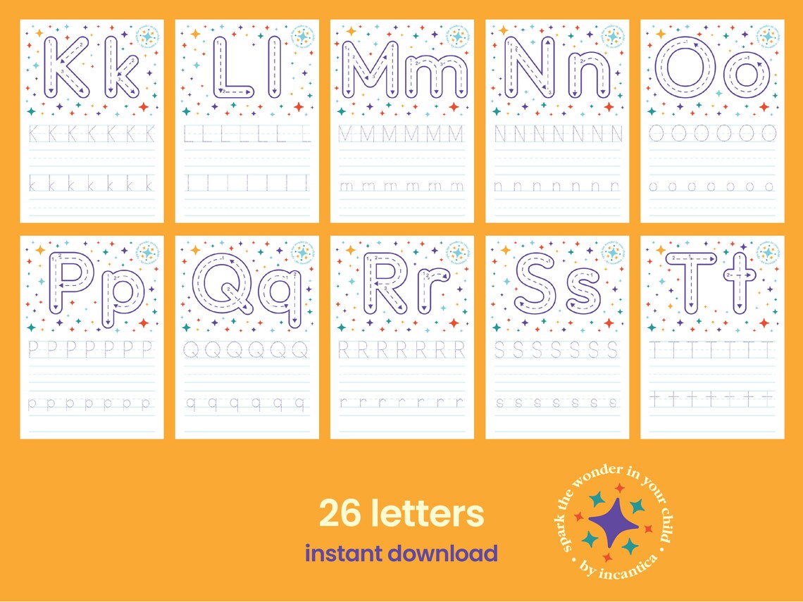 Early Educational Alphabet Tracing Worksheets, A to Z, Letter Practice ...