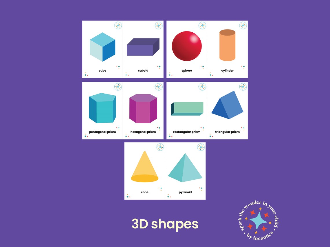 Geometry Flashcards Set: 54 Cards, Shapes, Lines, Angles, and 3D ...