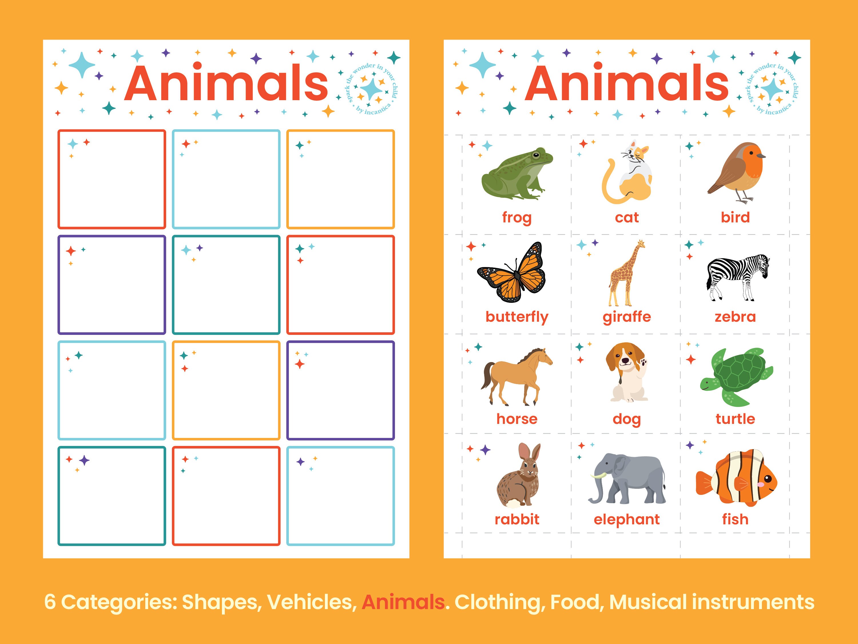 Printable Interactive Sorting Game. Six Categories: Shapes, Vehicles ...