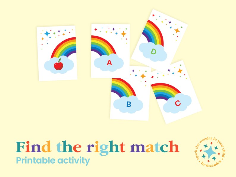 Rainbow Alphabet Matching Game Printable for Kids / Letter and Object ...