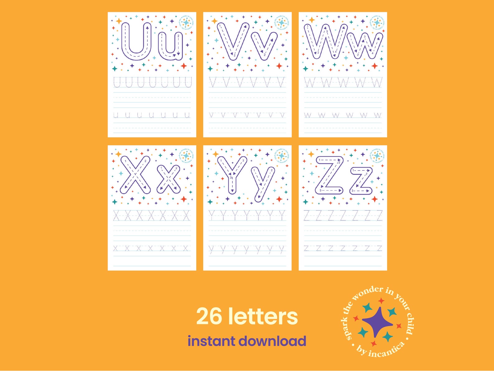 Early Educational Alphabet Tracing Worksheets, A to Z, Letter Practice ...