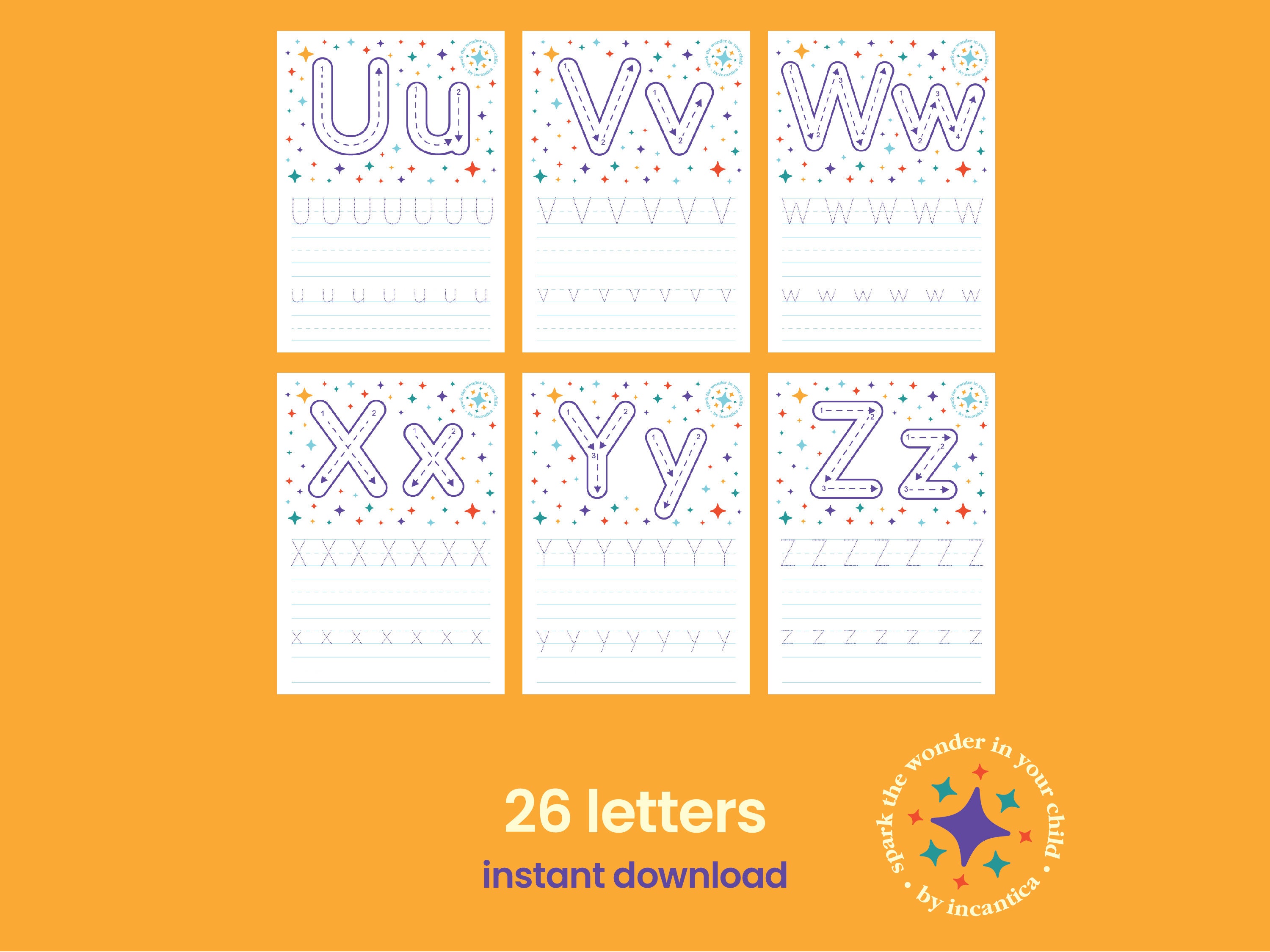 Early Educational Alphabet Tracing Worksheets, A to Z, Letter Practice ...