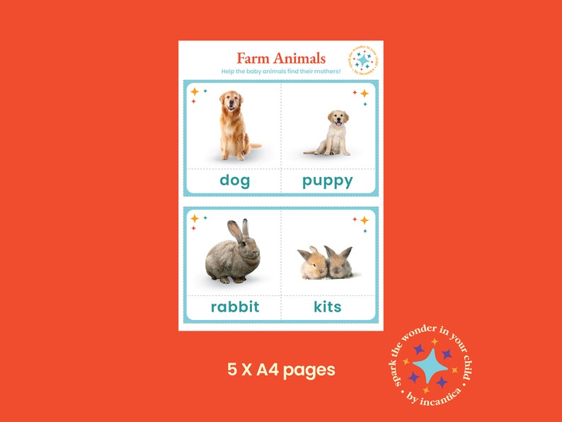 Farm Animal Matching Game: 10 Pairs Mother & Baby Animals, 10 Puzzles ...