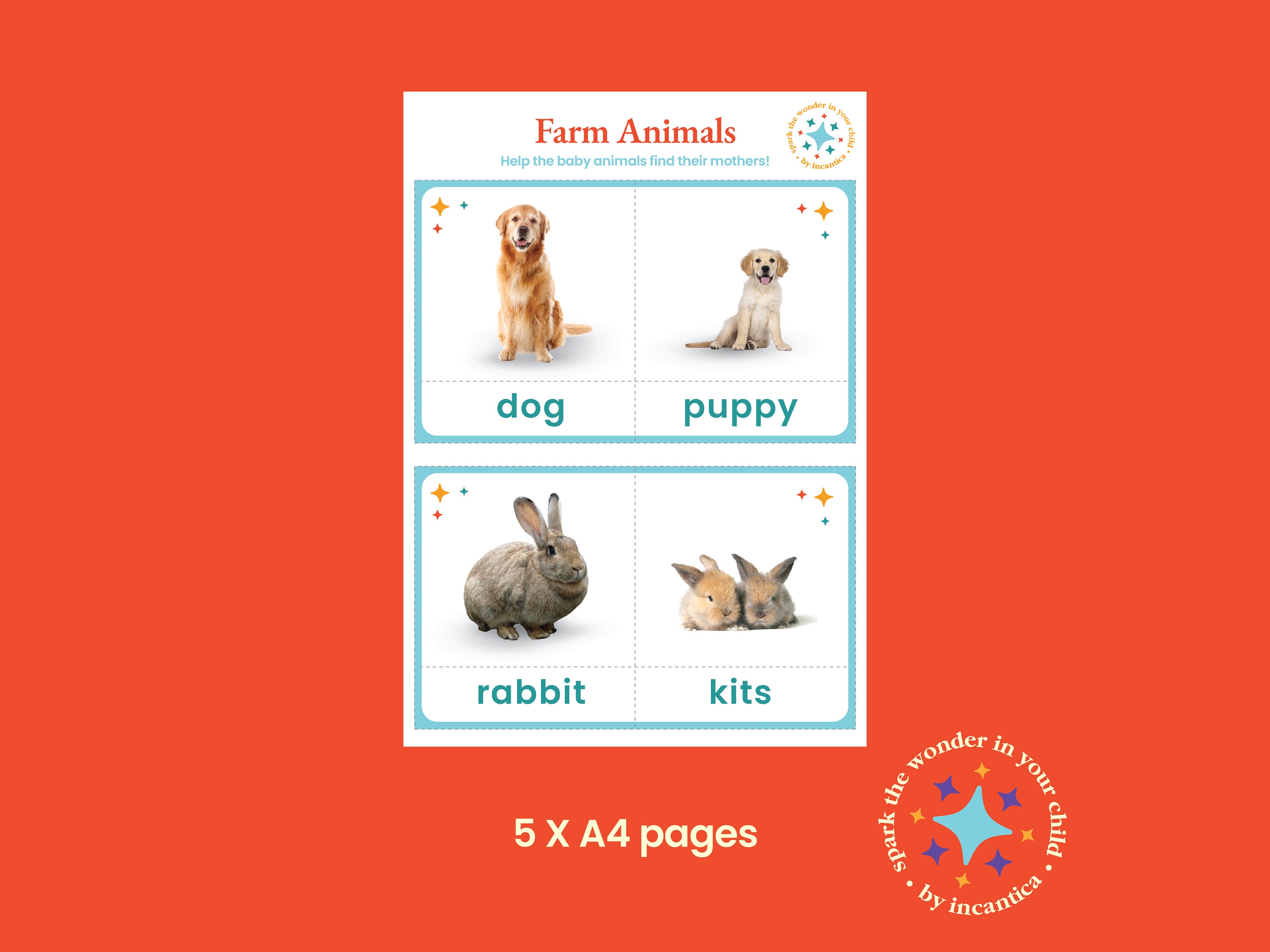 Farm Animal Matching Game: 10 Pairs Mother & Baby Animals, 10 Puzzles ...