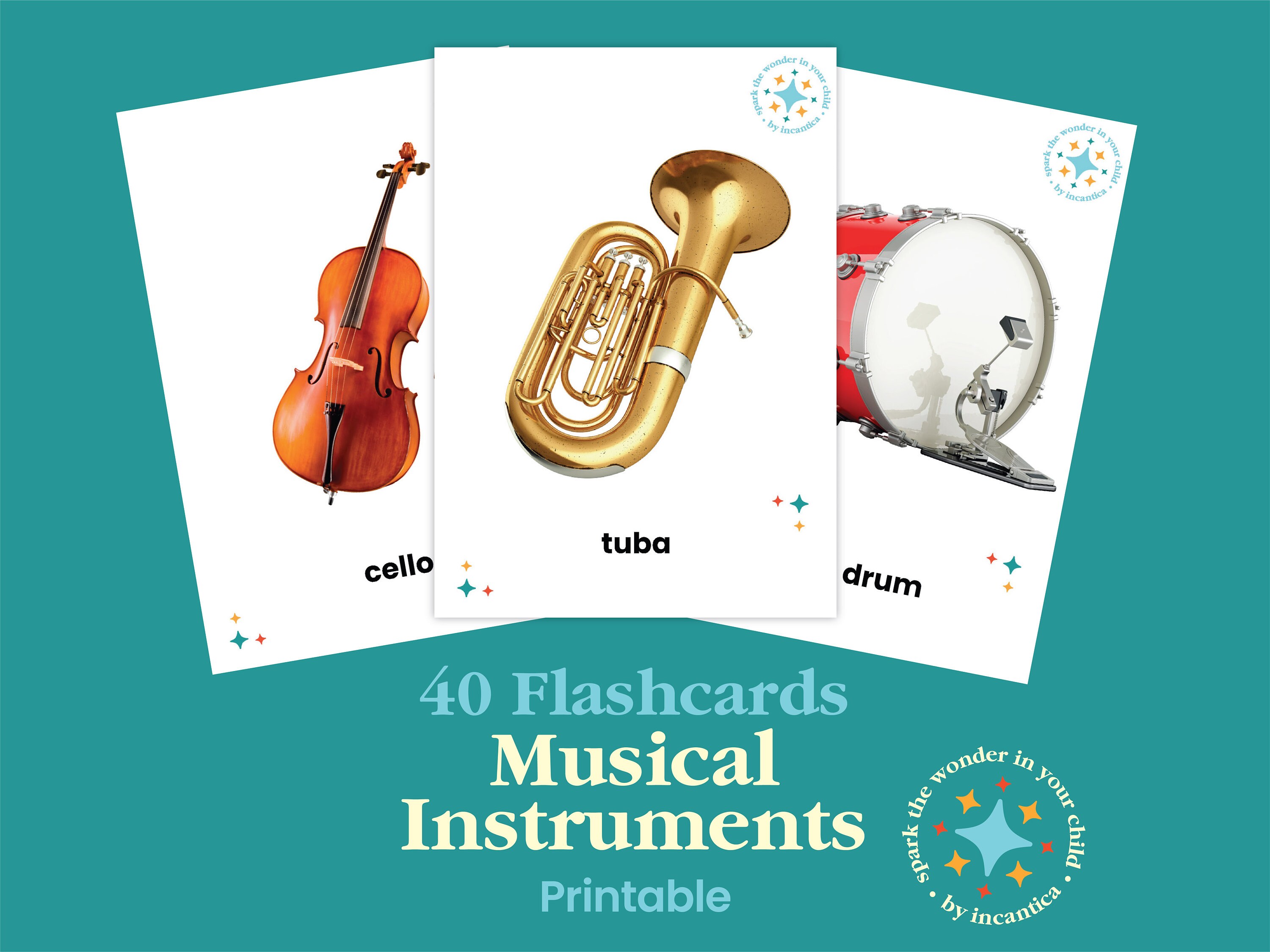 40 Musical Instrument Flashcards: Educational Learning, Instant ...