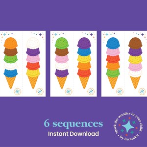 Printable Ice Cream Building Activity 6 Colorful Sequences for Endless ...