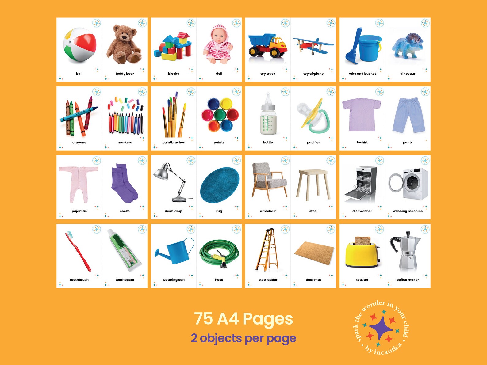 Printable First English Words Flash Cards Set: 150 Cards Early ...