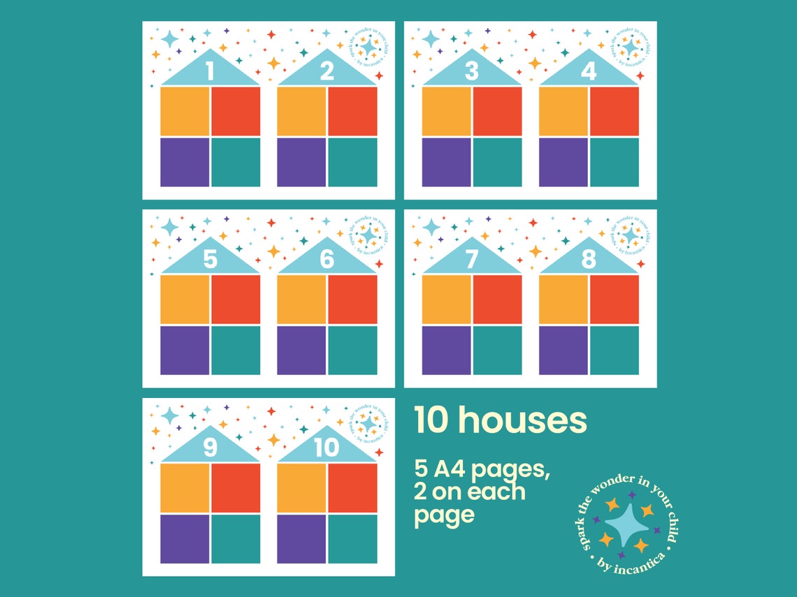 Counting Houses Printable, Number Matching Game (digital Download) - Etsy