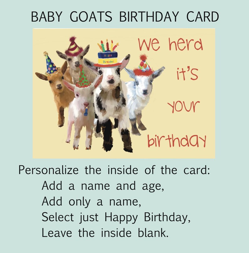 Baby Goat Birthday Card, This Cute Baby Animal Card is Perfect for Her ...