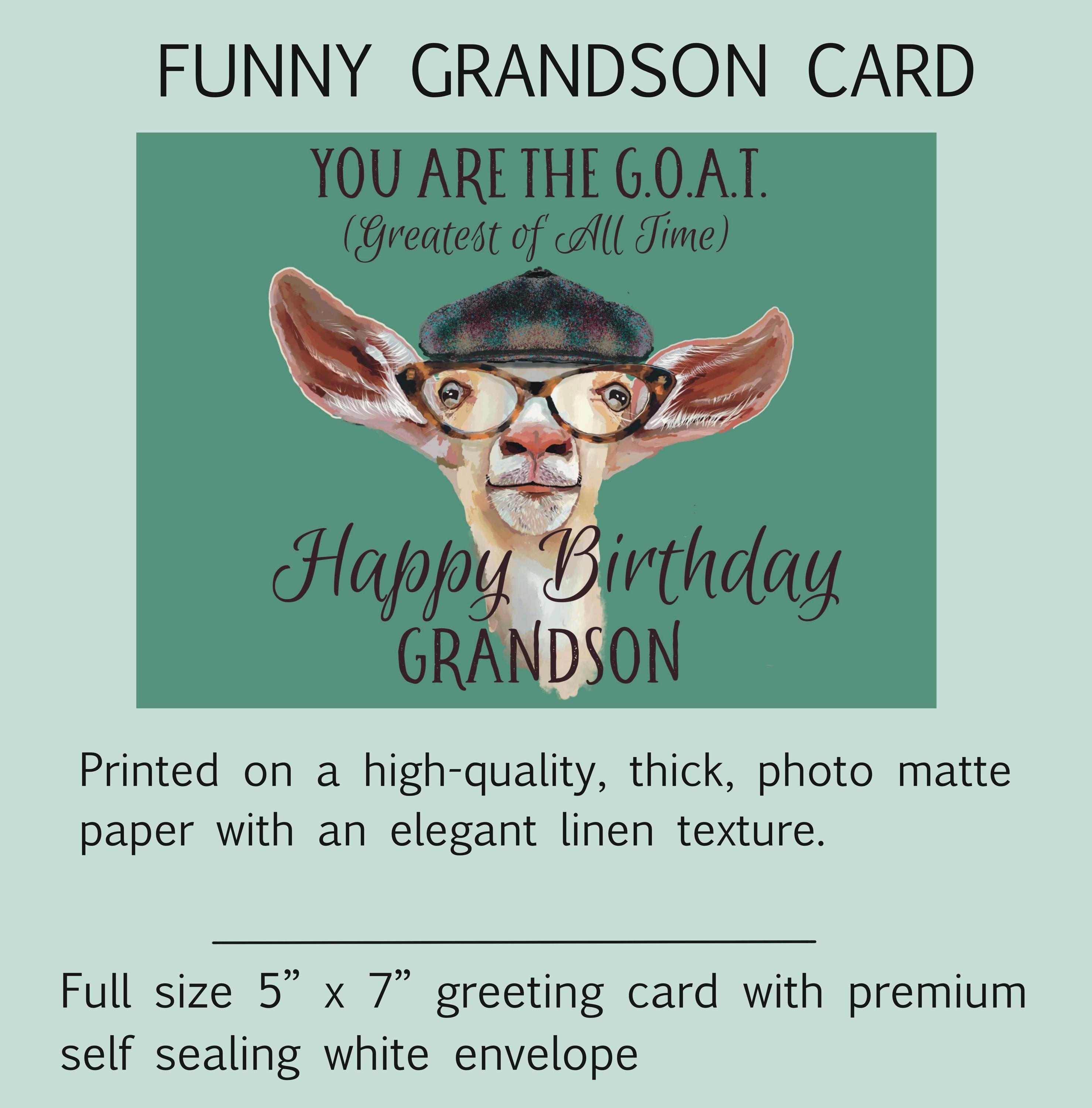 Grandson Card, FREE to Personalize This Funny Goat Card Inside From ...