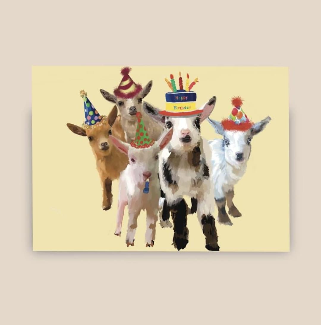 Happy Baby Goat Birthday Card, Personalize This Funny Cute Goat Card ...