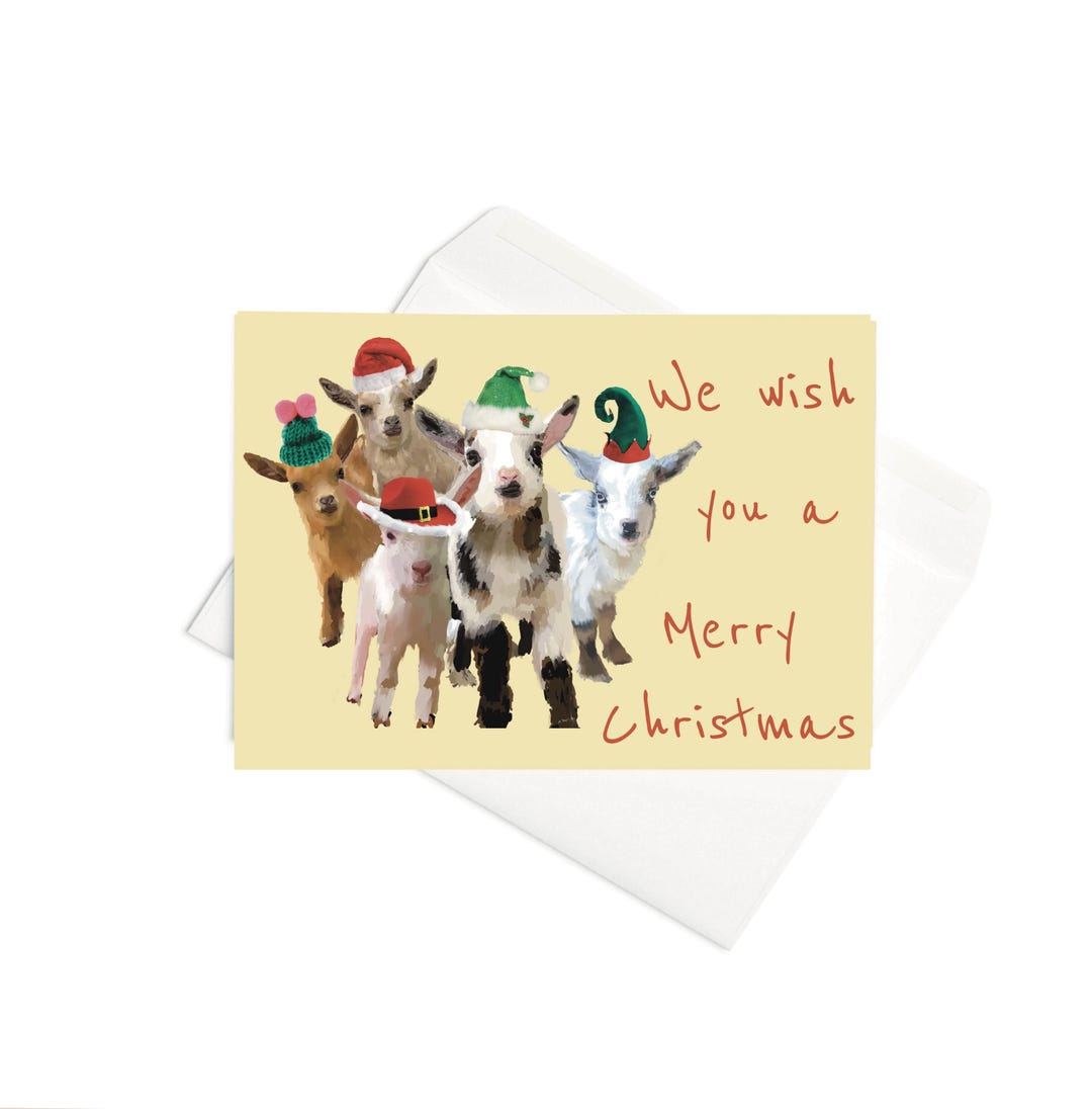 Set of 8 Baby Goat Christmas Cards, These Funny Goat Cards Are the ...