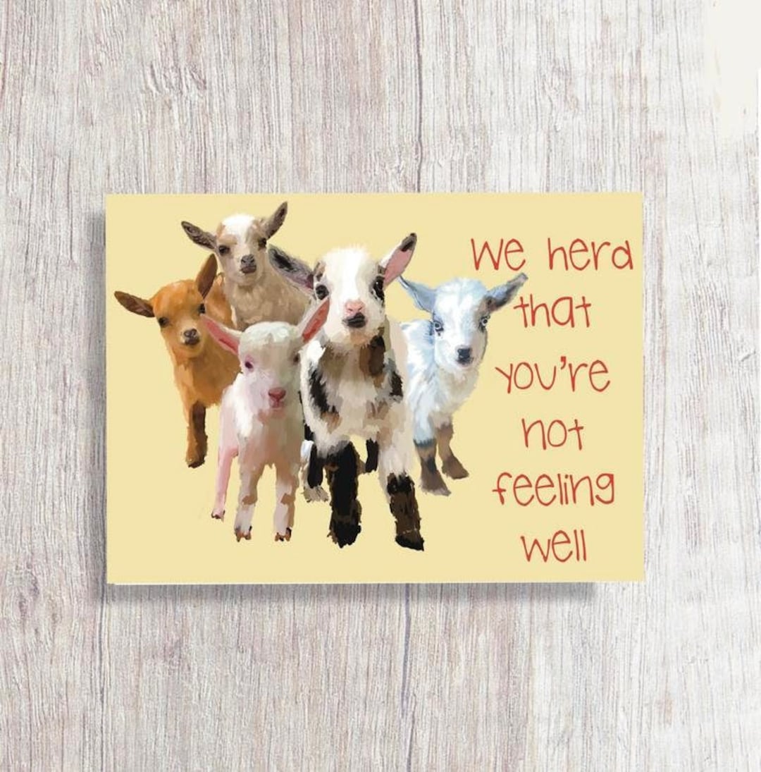 Goat Get Well Soon Card, Baby Goats and a Funny, Punny Card ...