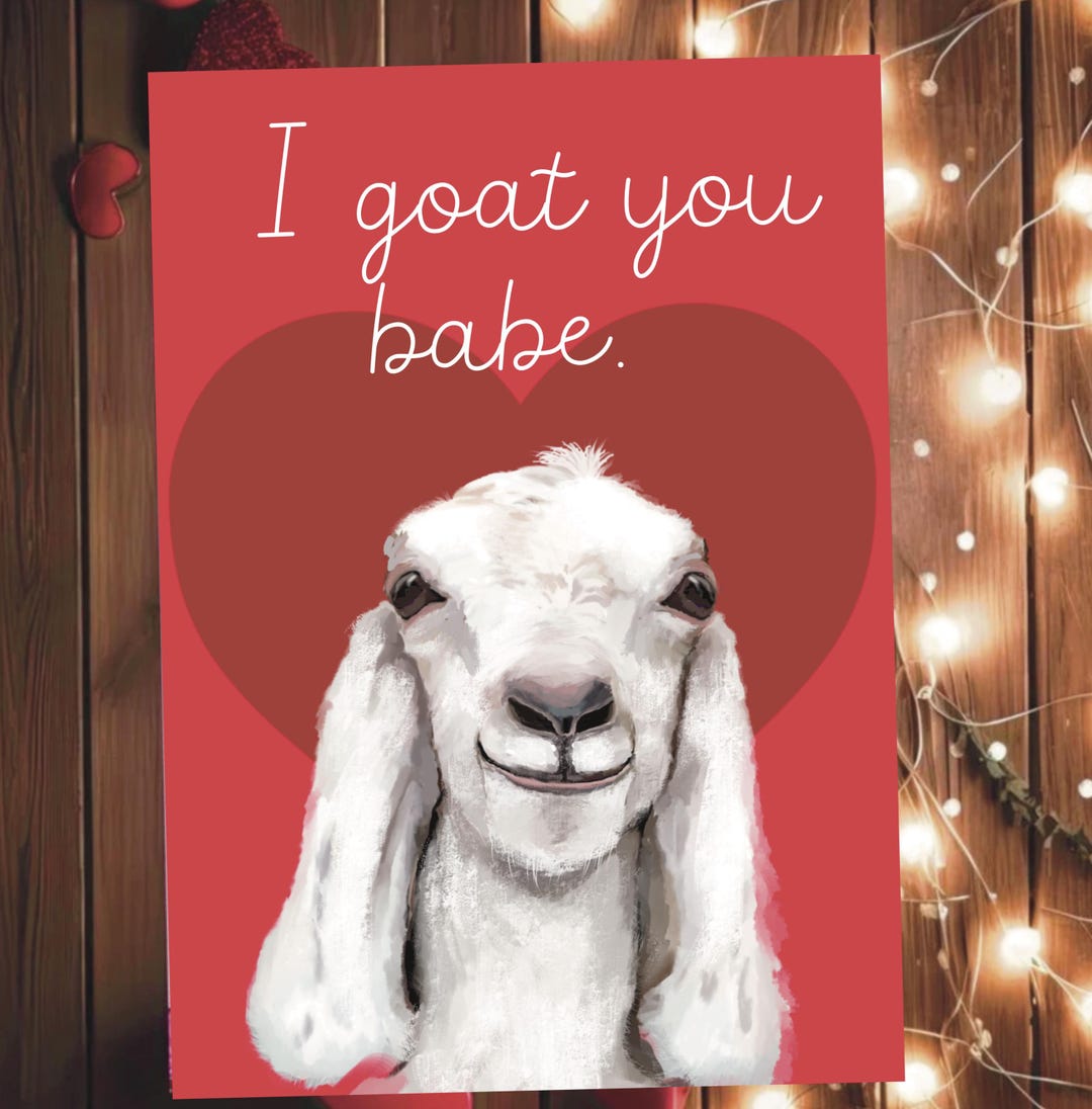Funny Goat Valentine Card, “I Goat You Babe,” for Boyfriend, Girlfriend ...