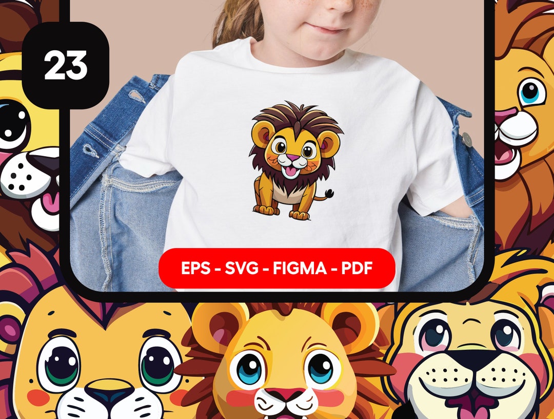 23 Lion Vector Illustrations Bundle for T-shirts, Clothes, Mugs Svg Eps ...